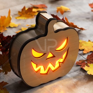 Halloween 3D Pumpkin Night Lamp Laser Cut File Light Box Pumpkin Led ...