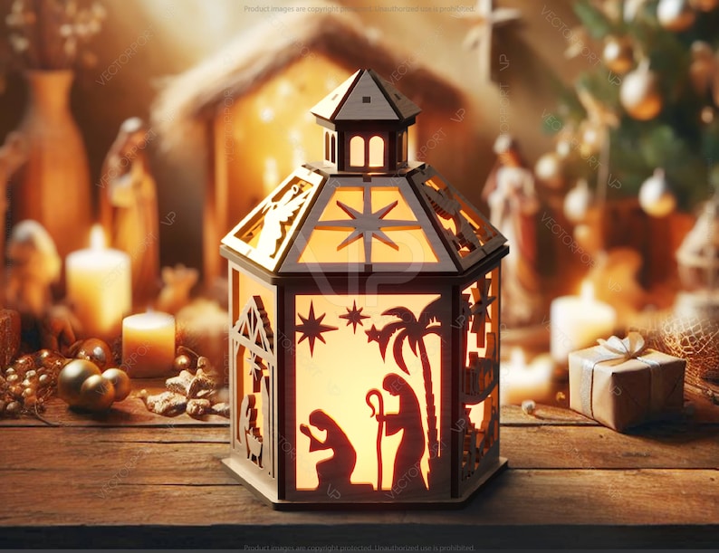 Nativity Scene Candle Holder, Baby Jesus Lantern, Traditional Tea Light ...