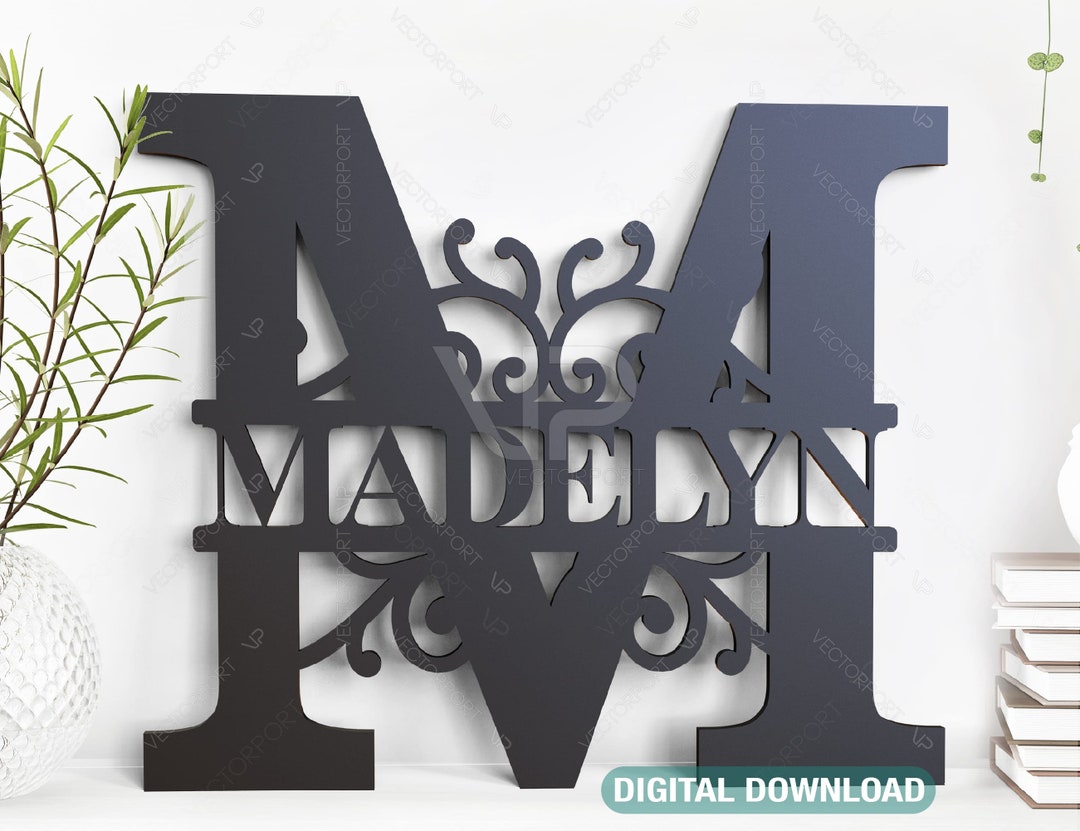 Floral Split Regal Monogram Alphabet Letters Laser Cut Name Sign ...