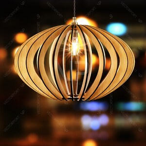 Oval Round Modern Wood Pendant Light Chandelier Lamp Lampshade Plywood ...