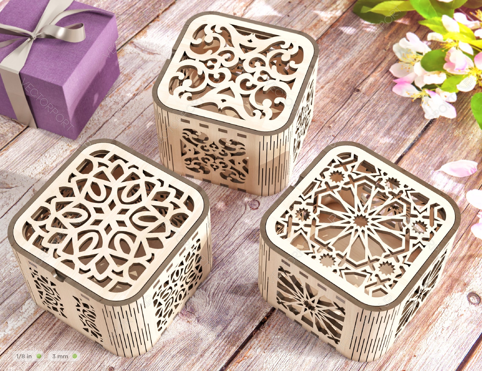 Floral Design Decorative Wooden Gift Box Laser Cut Jeweler - Etsy
