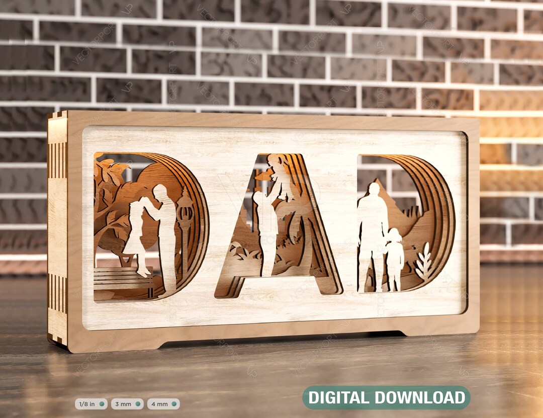 Multilayer Standing Dad and Daughter 3D Happy Father’s Day Gift for Dad ...