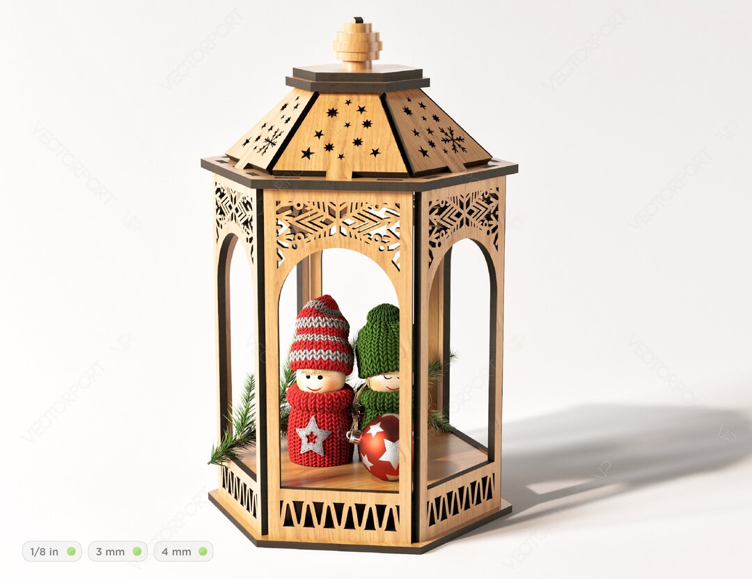 Christmas Scene Wooden Diorama Lantern Lamp Night Decoration - Etsy