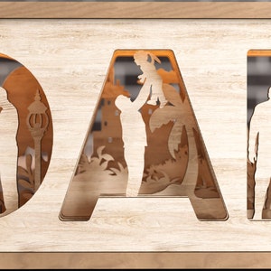 Multilayer Standing Dad and Daughter 3D Happy Fathers Day Gift for Dad ...