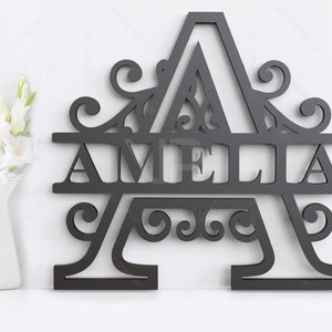 Floral Split Regal Monogram Alphabet Letters Laser Cut Name Sign ...