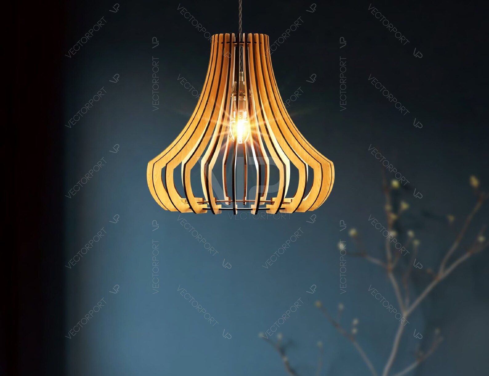 Round Modern Wood Pendant Light Chandelier Lamp Lampshade Plywood Cut ...