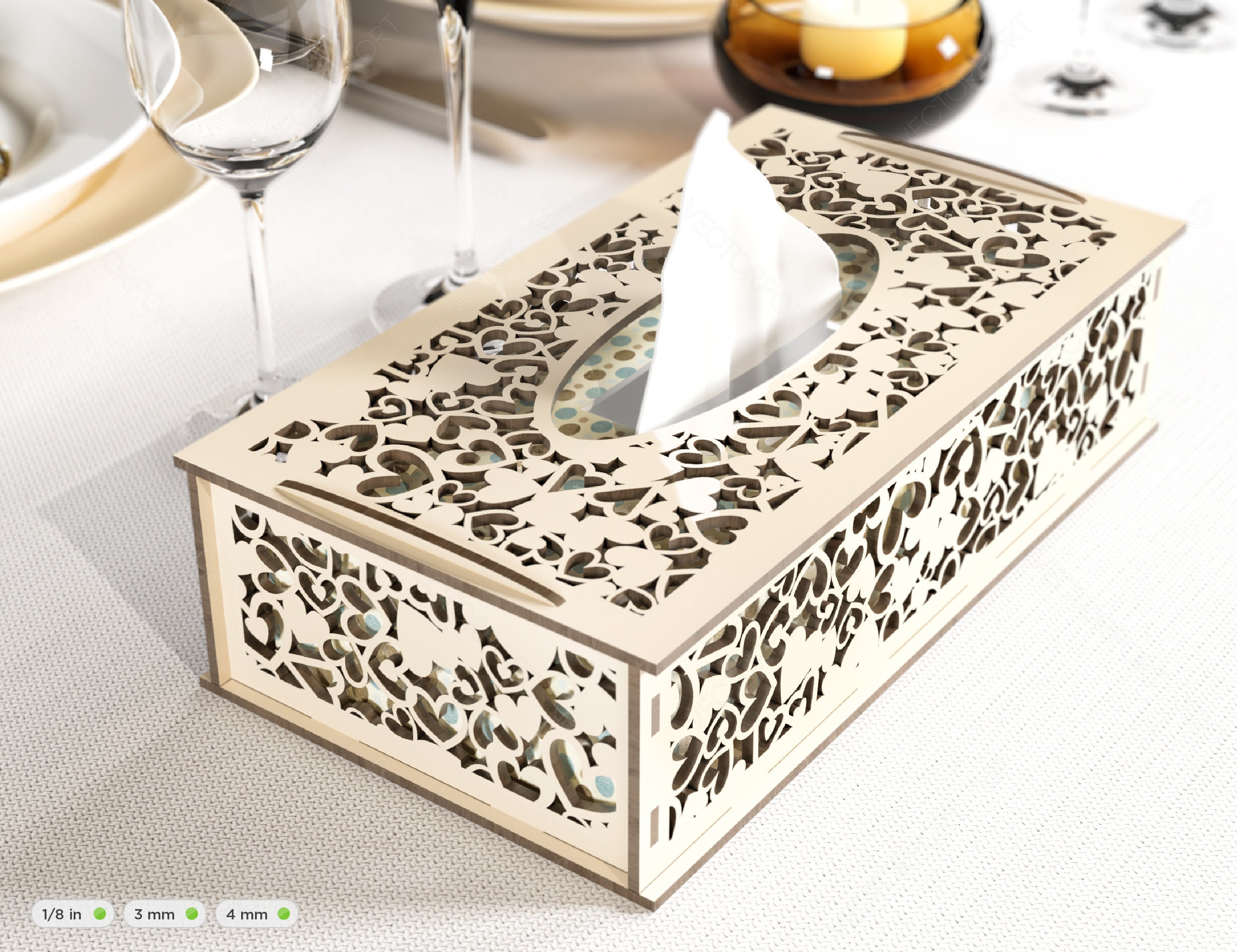 Decorative Laser Cut Tissue Box Heart Shape Tabletop Wooden - Etsy