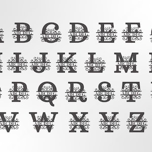 Floral Split Regal Monogram Alphabet Letters Laser Cut Name Sign ...