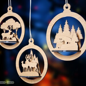 Tree Bear Bauble Wood 3D Laser Cut Christmas Ball Ornament - Etsy