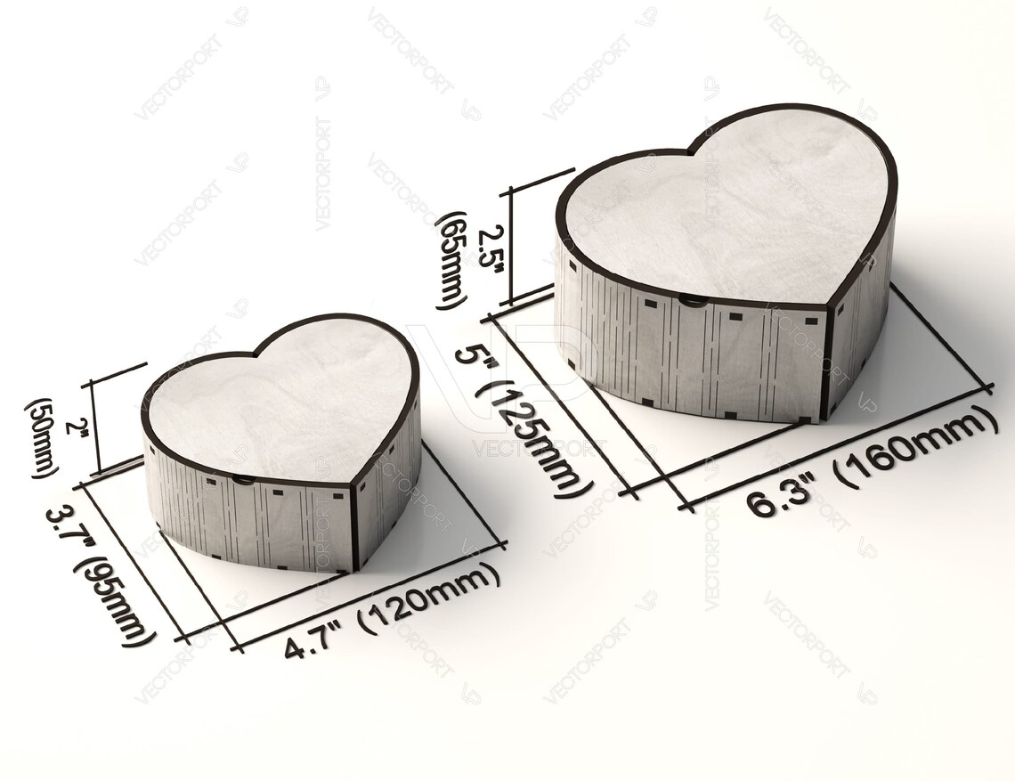 Heart Shape Laser Cut Wooden Gift Box for Valentine’s Day, Jewelry Case ...
