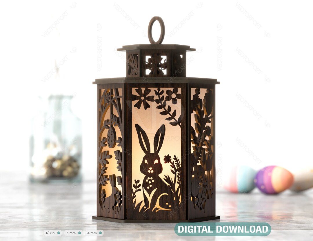 Easter Lamp Candle Holder Ornaments Light Bunny Tealight Lamp Night ...
