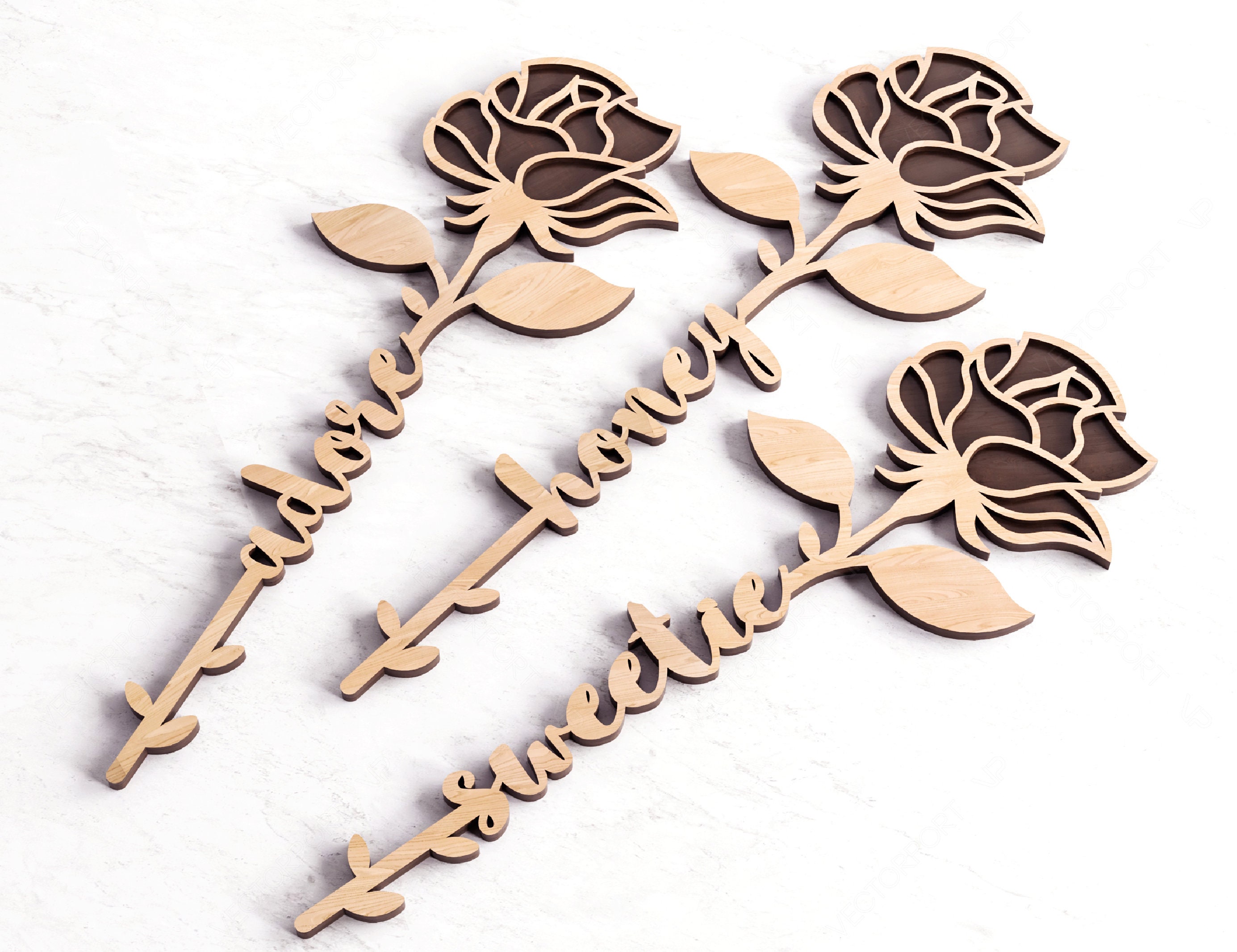 Rose Laser Cut Out Art Valentine Day Acrylic Wood - Etsy