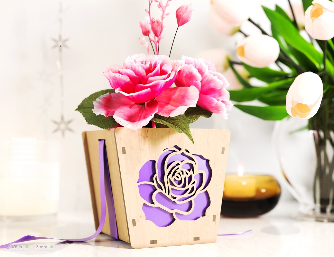 Rose Box Laser Cut Gift Box Envelope Home Décor Decorative - Etsy