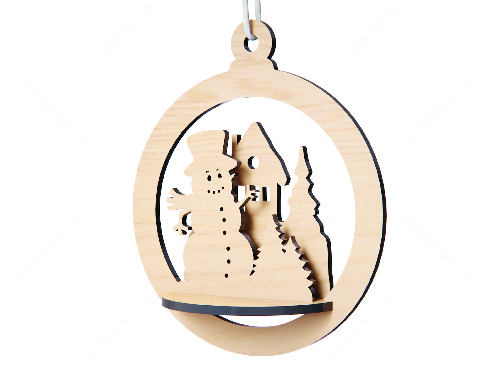 Tree Bauble Wood 3D Laser Cut Christmas Ball Ornament Round - Etsy