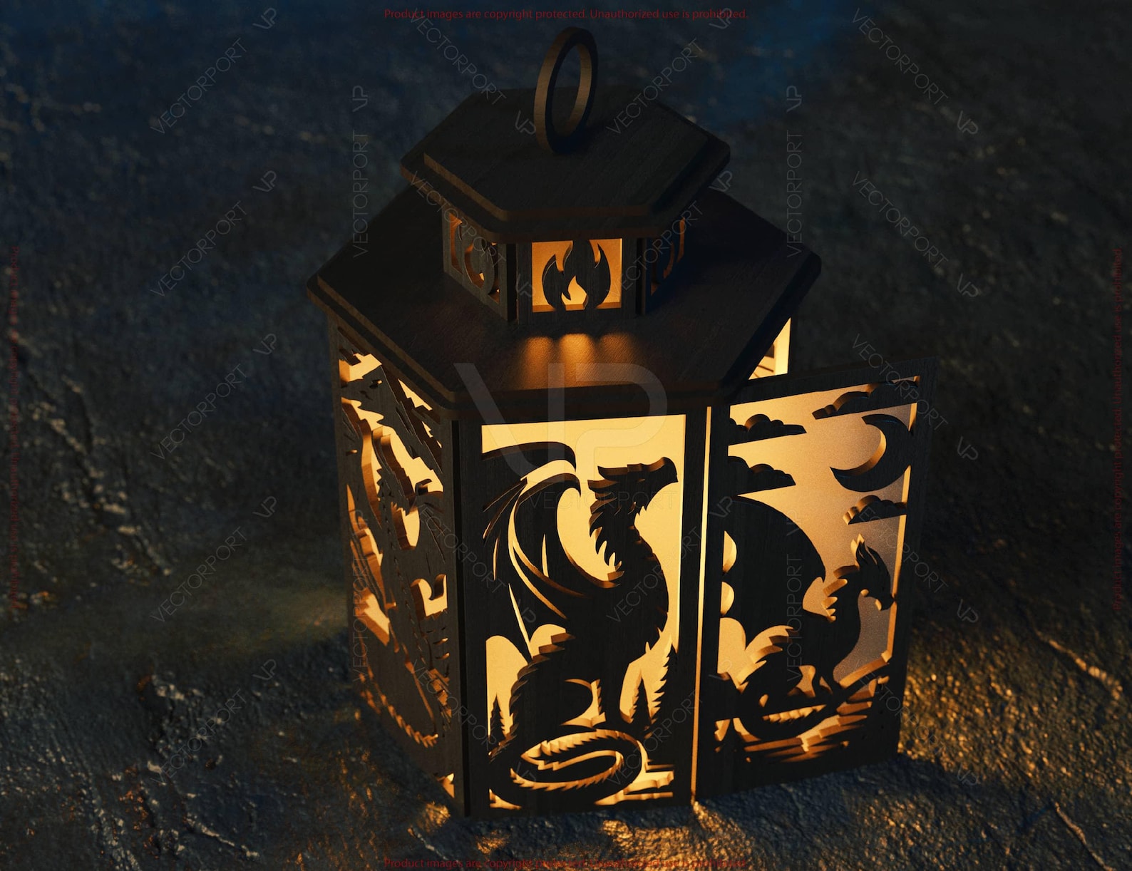 Dragon's Breath Lantern: Detailed Laser-cut Artwork, Mystical 3D ...