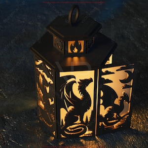 Dragon's Breath Lantern: Detailed Laser-cut Artwork, Mystical 3D ...