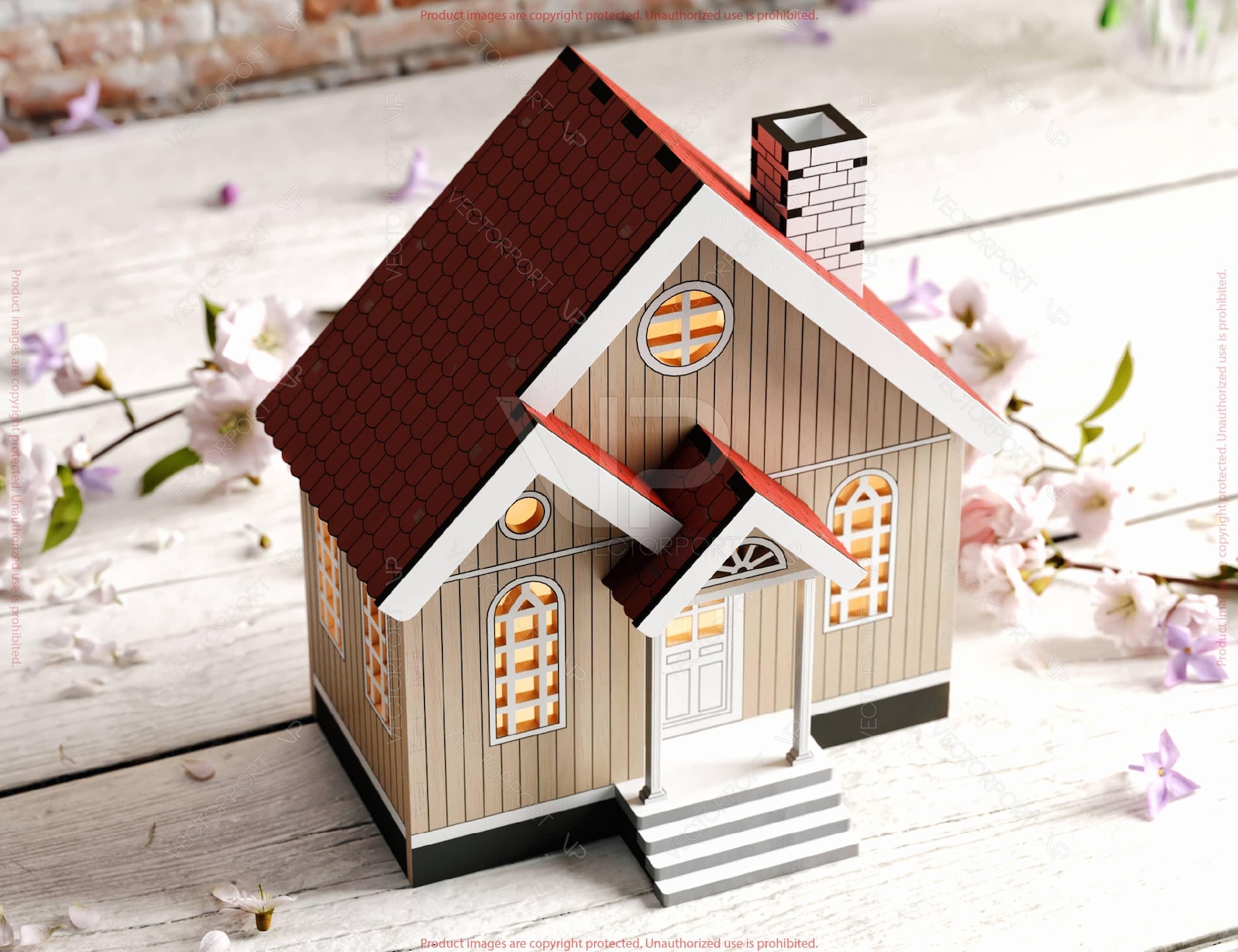 Wooden House – Miniature House Village DIY 3D Model With Glowing ...
