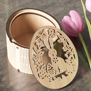 Easter Elegance: Laser Cut Egg Shaped Wooden Gift Box for Stylish ...