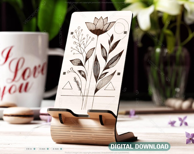 Phone Desk Stand Laser Cut SVG | Cell Phone Desk Stand SVG Bundle ...
