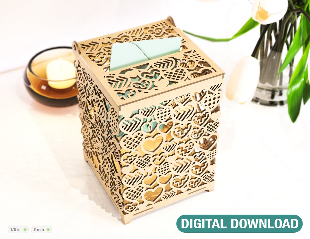 Heart Pattern Decorative Wedding Gift Card Box Decoration - Etsy