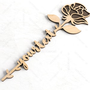 Rose - Laser Cut Out Art Valentine Day Acrylic Wood Personalized Flower ...