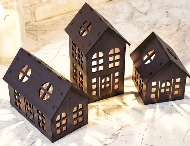 Tea Light Houses Lantern Candle Light Holder Laser Cut 3 - Etsy