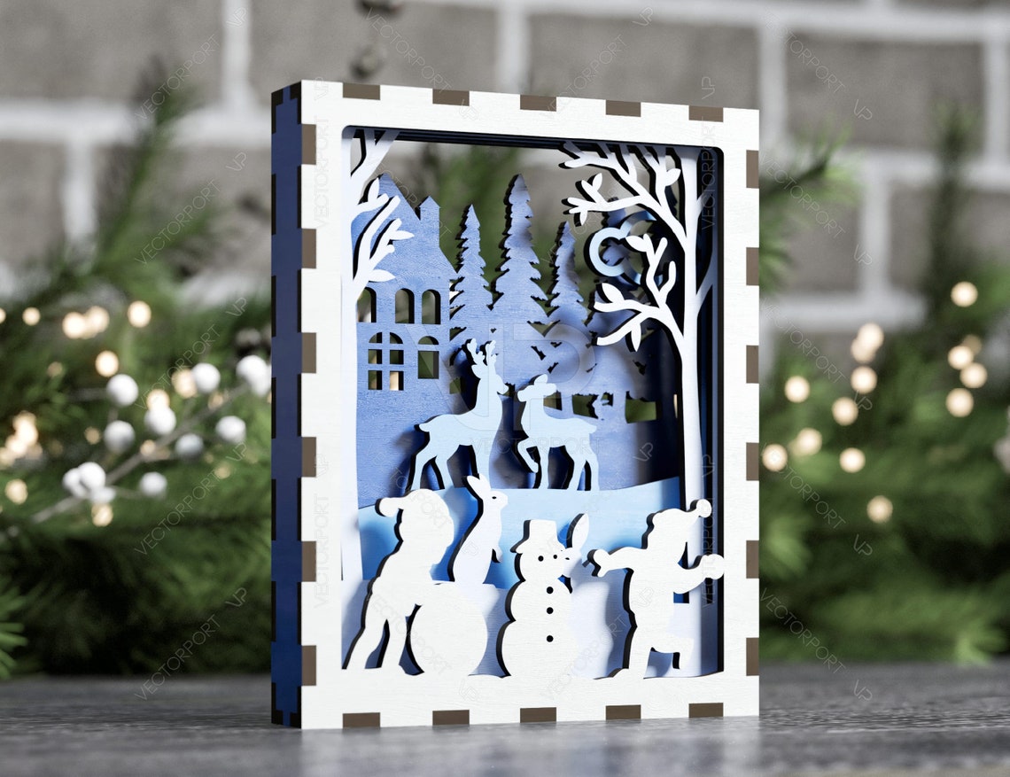 Layered Christmas Multilayer Christmas Gift Ornament Snowman Deer ...