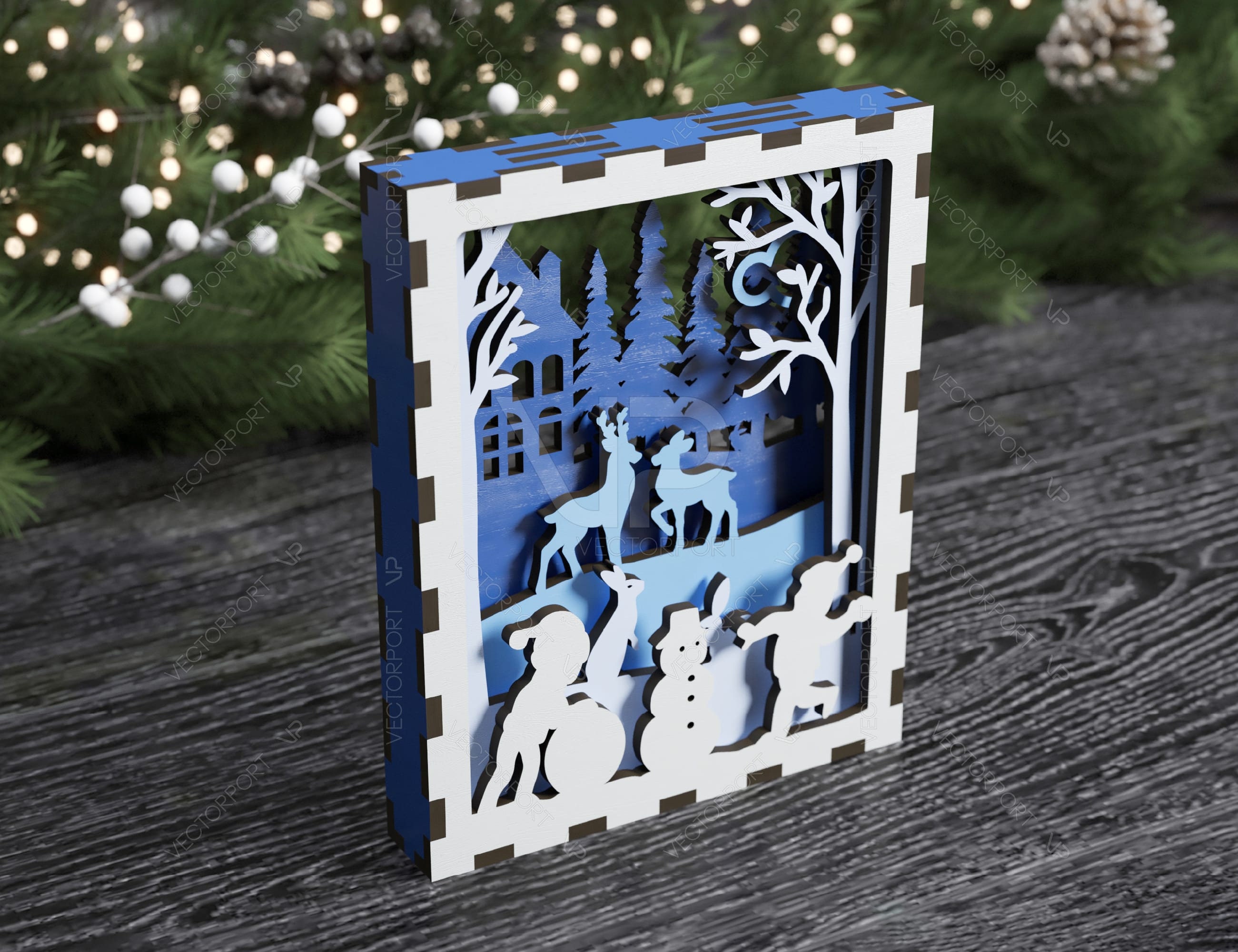 Layered Christmas Multilayer Christmas Gift Ornament Snowman Deer ...