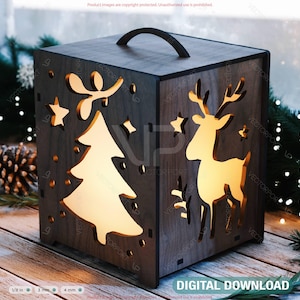 Wooden Christmas Lantern & Box – LED Light Holiday Decor, Handmade ...