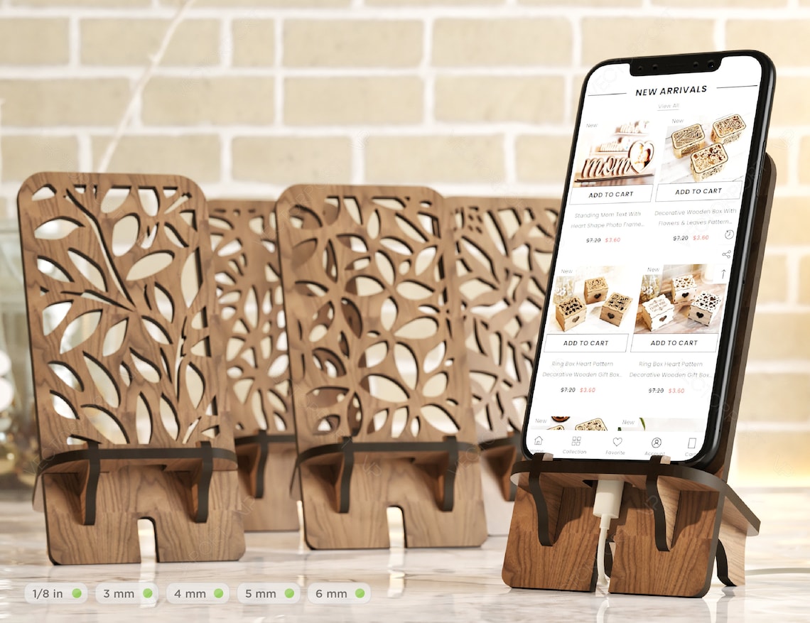 Laser Cut Wooden Mobile Phone Stand Cell Phone Holder Digital - Etsy
