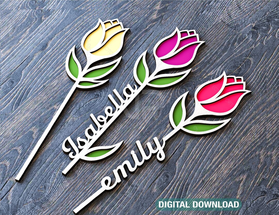 Tulip Flower Laser Cut Out Art Valentine Day Acrylic Wood Personalized ...