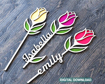 Flower Laser Cut Out Art Gift Day Acrylic Wood Personalized Flower With ...
