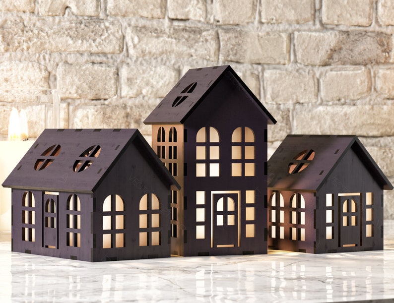 Tea Light Houses Lantern Candle Light Holder Laser Cut 3 - Etsy