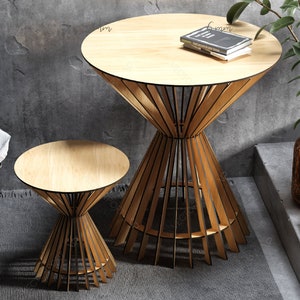 Elegant Modern Wooden Coffee Table in Two Different Sizes Laser Cut ...