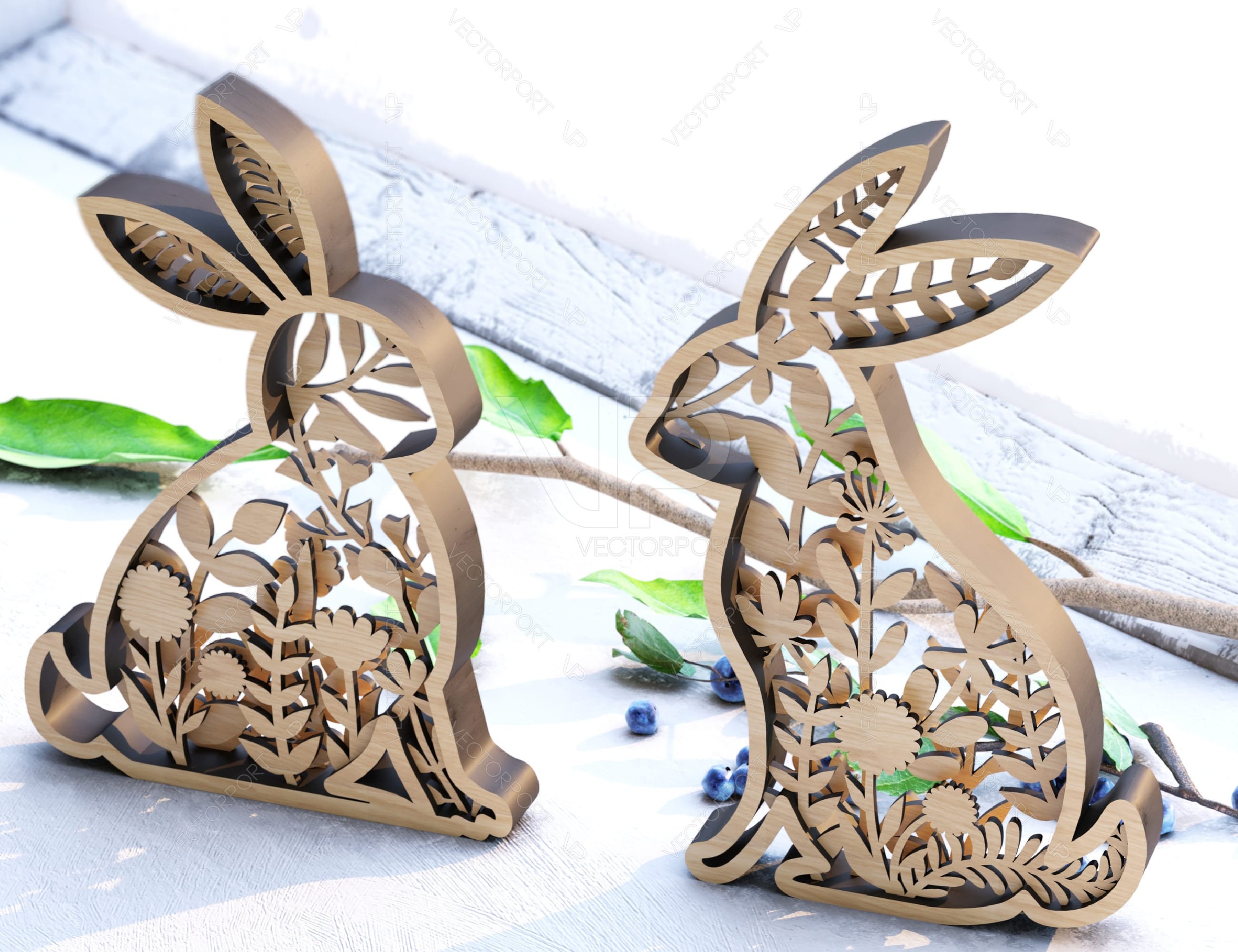 Easter Laser Cut Files Rabbits SVG Layered Bundle, Floral Bunny ...