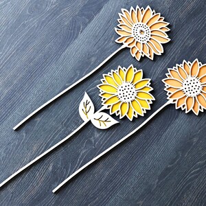 Sunflower Laser Cut Out Stick With Tag for Laser Cutting Art Valentine ...