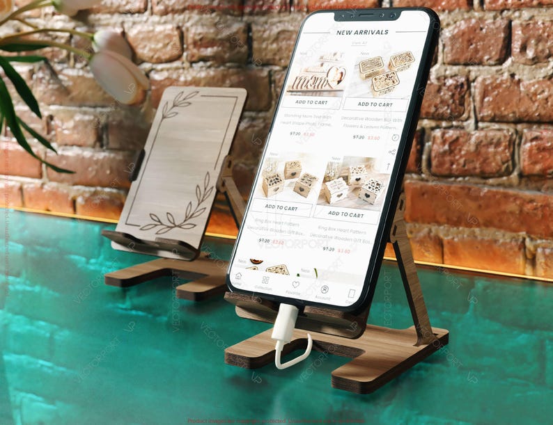 Modern Minimalist Phone Stand | Laser Cut SVG File | Mobile Holder ...