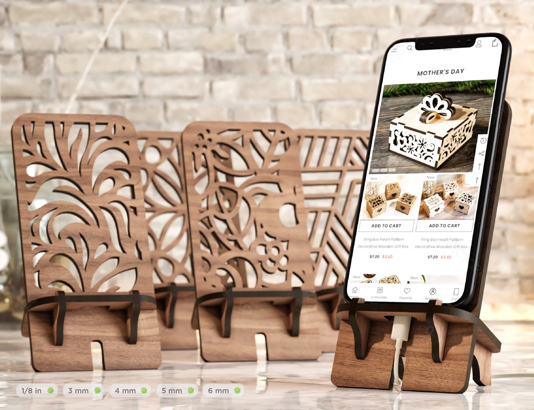 Laser Cut Wooden Mobile Phone Stand Cell Phone Holder Digital - Etsy