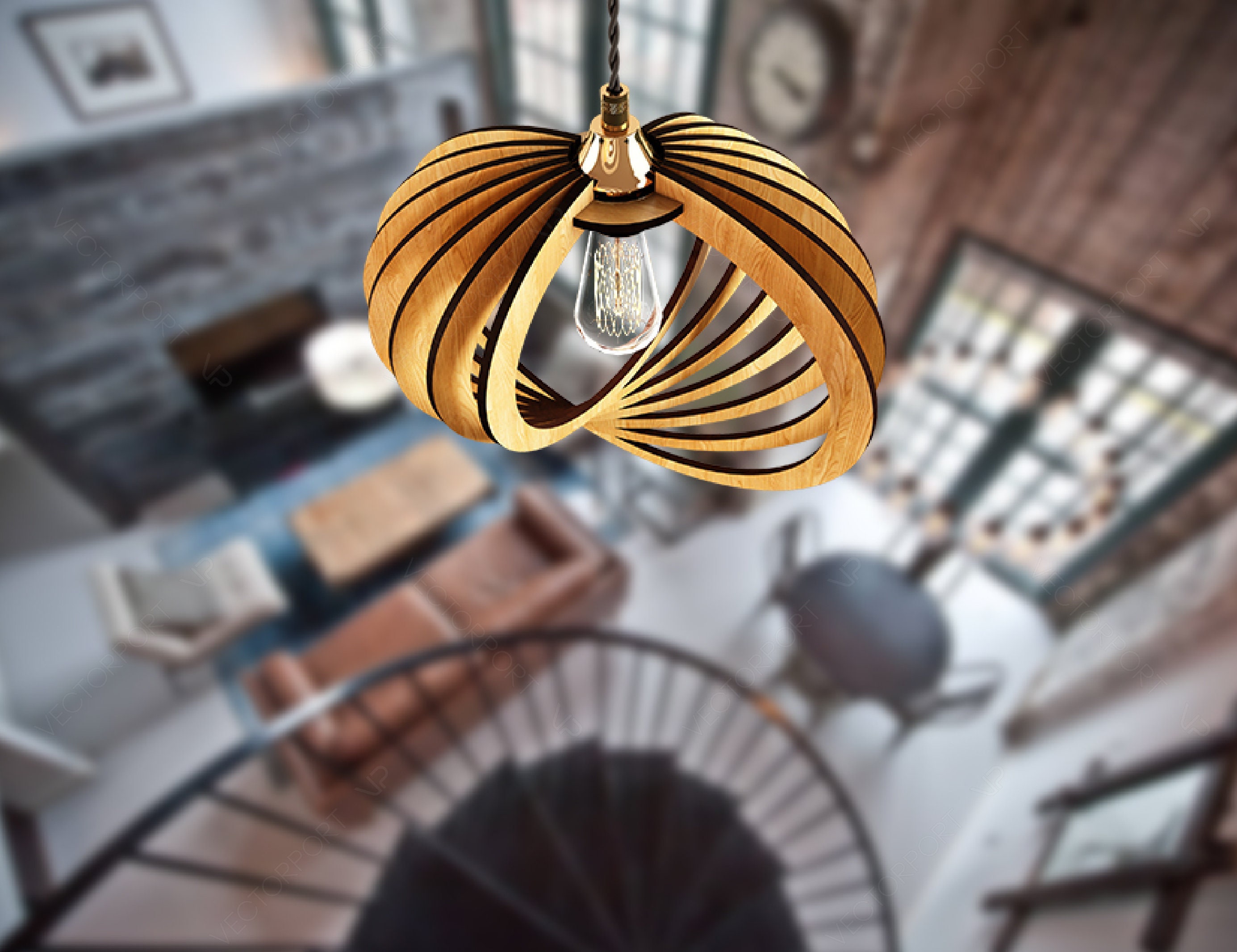 Oval Round Modern Wood Pendant Light Chandelier Lamp Lampshade - Etsy