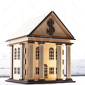 Miniature Wooden Piggy Bank Money Saving Cash Box Laser Cutting Digital ...