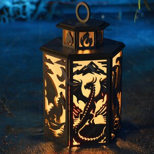 Dragon's Breath Lantern: Detailed Laser-cut Artwork, Mystical 3D ...
