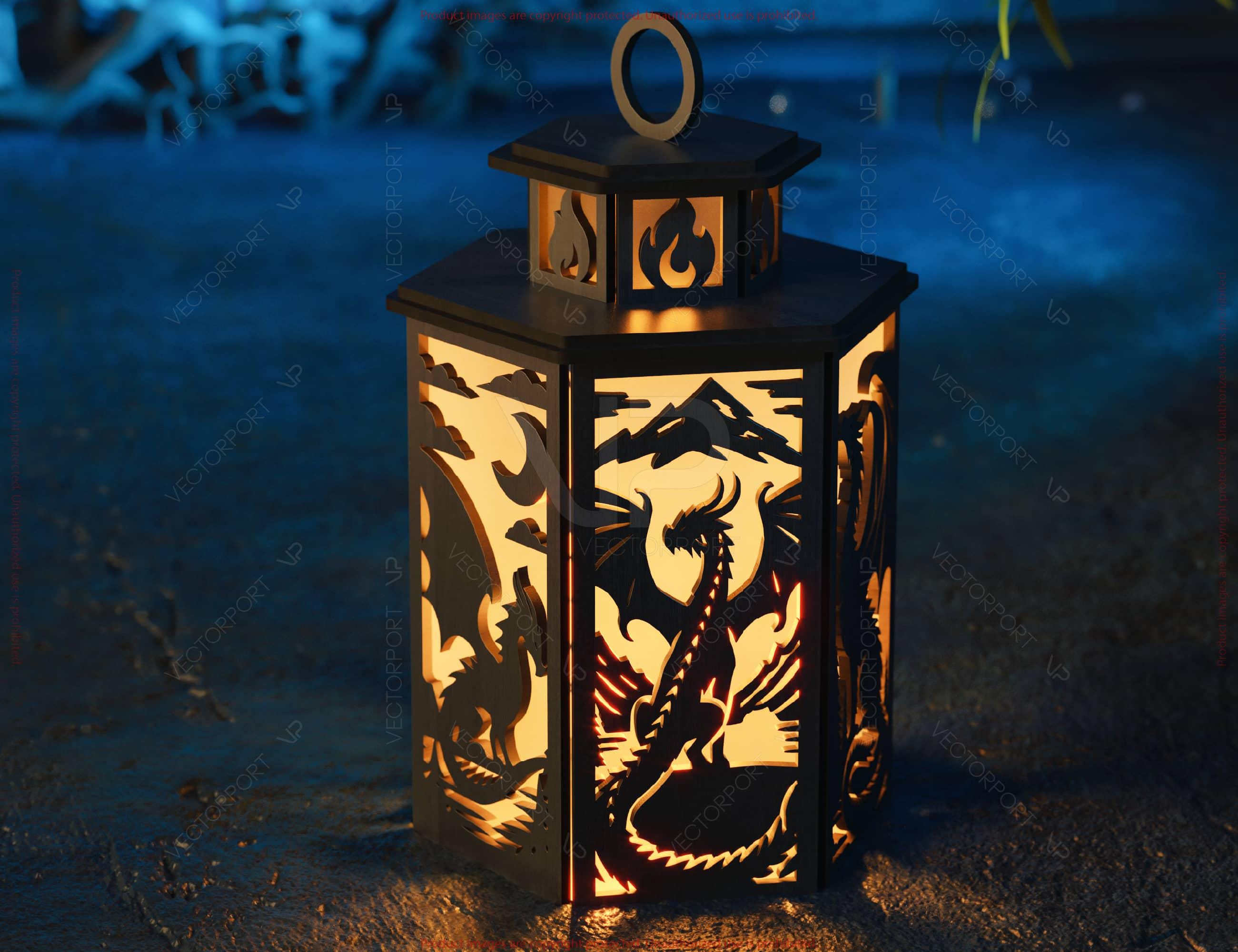 Dragon's Breath Lantern: Detailed Laser-cut Artwork, Mystical 3D ...