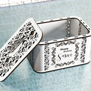 Decorative Wooden Gift Box With Heart Flowers Pattern Jeweler Case ...