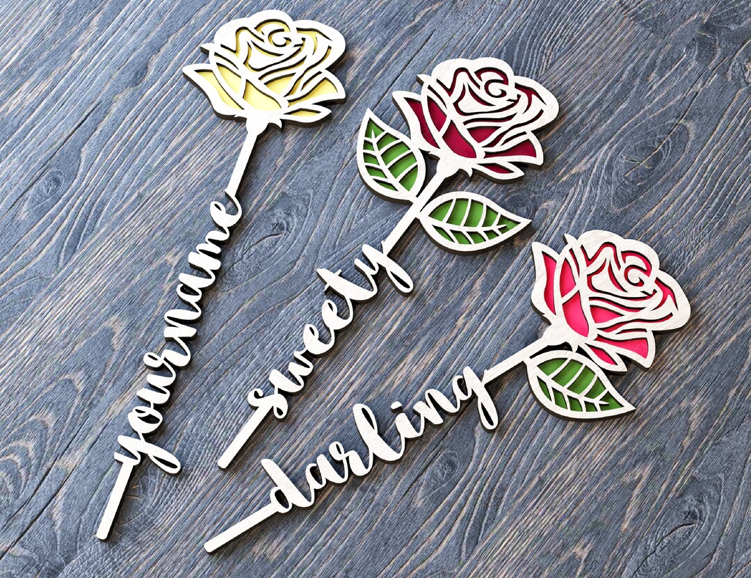 Rose Flower Laser Cut Out Art Valentine Day Acrylic Wood - Etsy