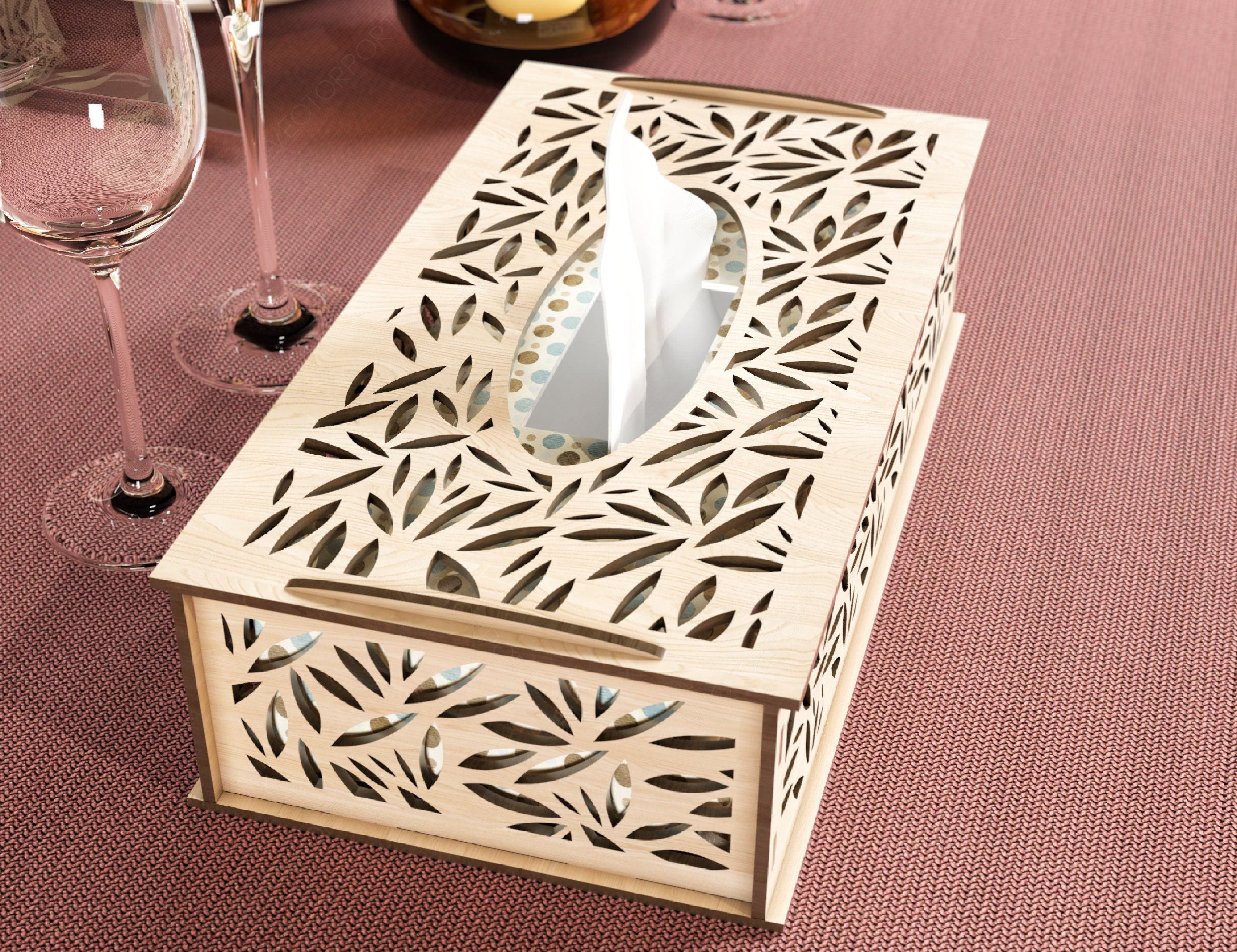 Decorative Laser Cut Tissue Box Leaf Shape Tabletop Wooden - Etsy