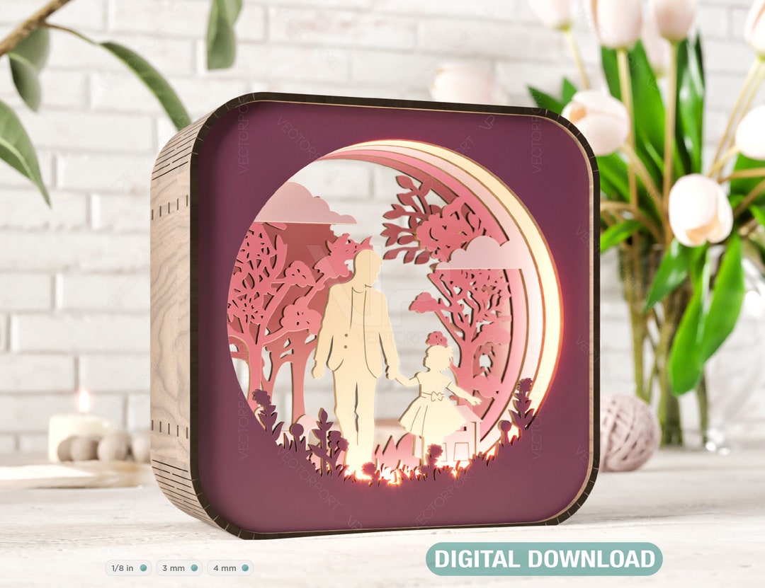 Father’s Day Glow: Laser Cut LED Lamp, Dad and Daughter Moments ...