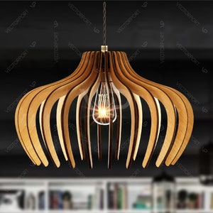 Elliptic Round Modern Wood Pendant Light Chandelier Lamp Lampshade ...
