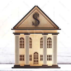 Miniature Wooden Piggy Bank Money Saving Cash Box Laser Cutting Digital ...