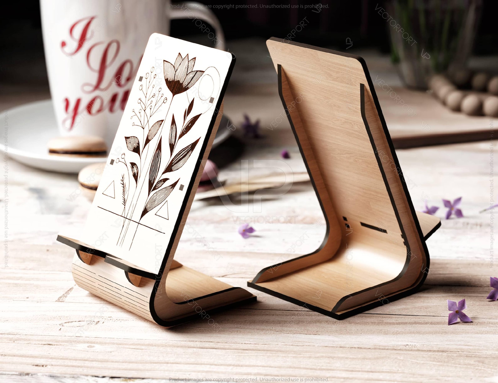 Modern Minimalist Phone Stand - Laser Cut Wooden Mobile Holder ...