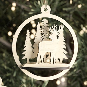 3D Tree Bauble Wood Laser Cut Christmas Ball Ornament New Year Tree ...